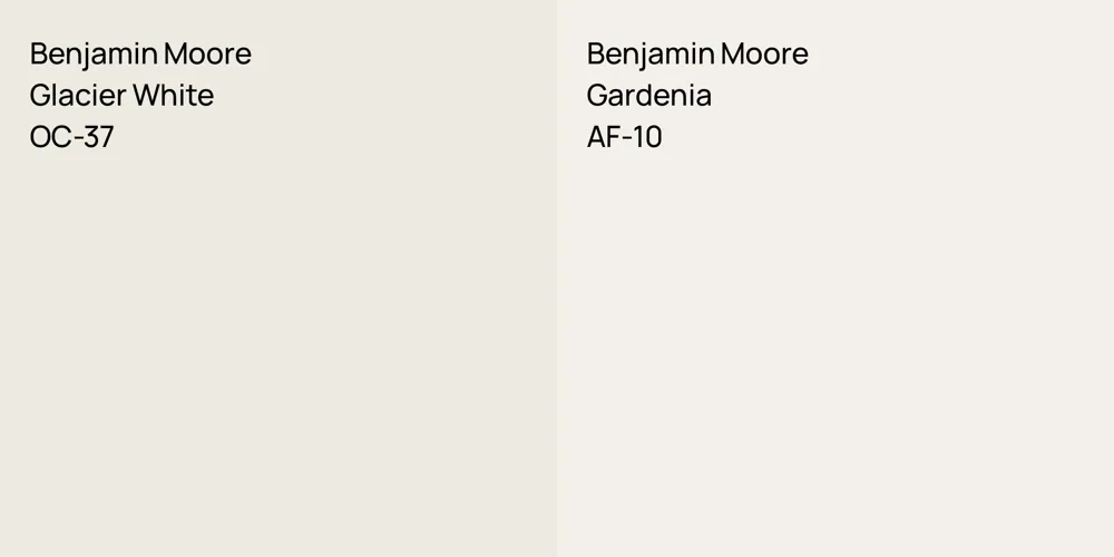 Benjamin Moore Glacier White vs. Benjamin Moore Gardenia comparison