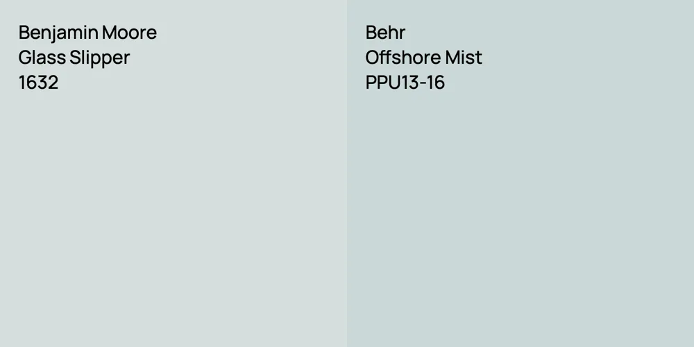 Benjamin Moore Glass Slipper vs. Behr Offshore Mist comparison