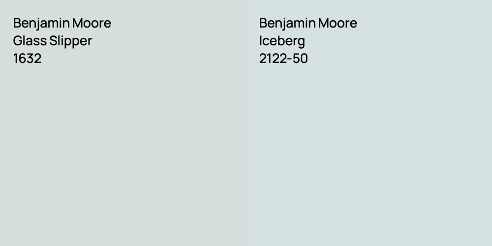 Benjamin Moore Glass Slipper vs. Benjamin Moore Iceberg comparison