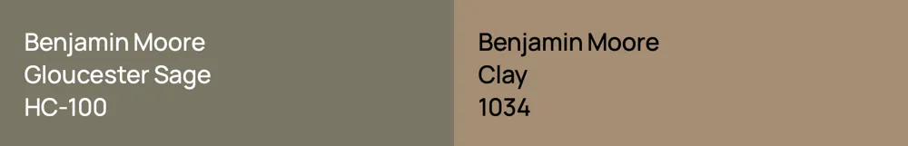 Benjamin Moore Gloucester Sage vs. Benjamin Moore Clay comparison