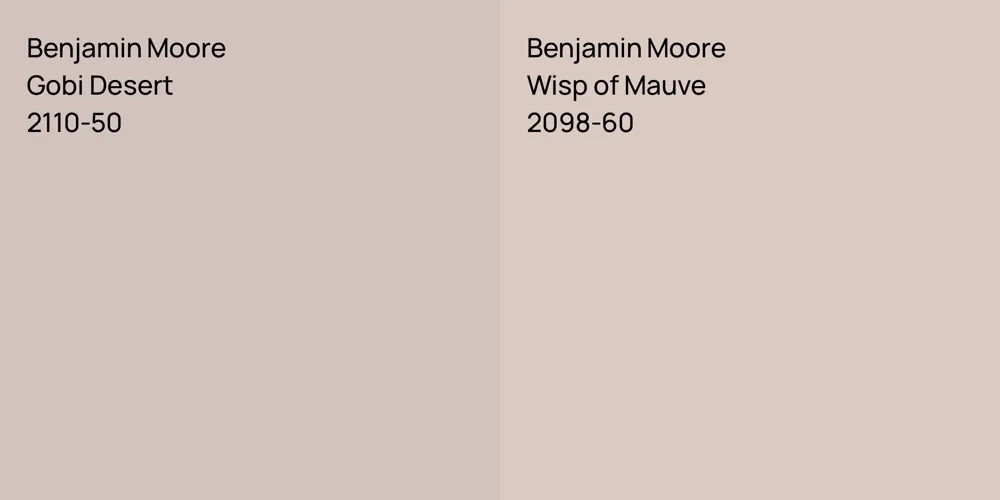 Benjamin Moore Gobi Desert vs. Benjamin Moore Wisp of Mauve comparison