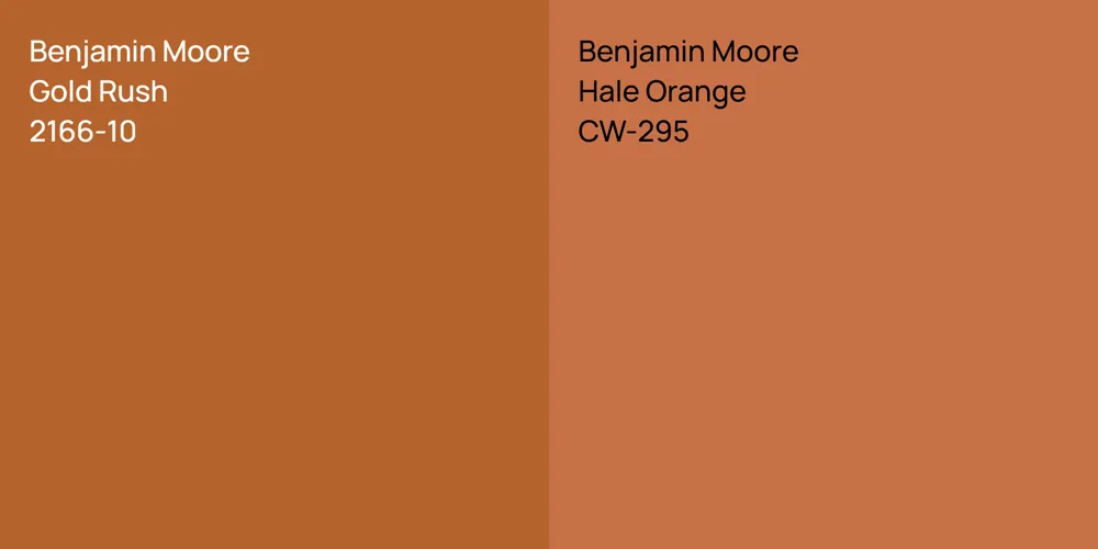 Benjamin Moore Gold Rush vs. Benjamin Moore Hale Orange comparison