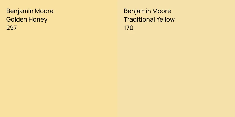 Benjamin Moore Golden Honey vs. Benjamin Moore Traditional Yellow ...