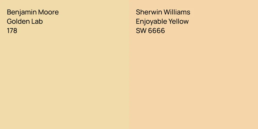 Benjamin Moore Golden Lab vs. Sherwin Williams Enjoyable Yellow comparison