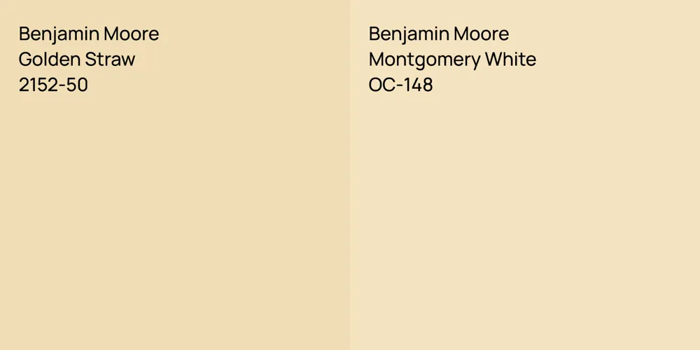 Benjamin Moore Golden Straw vs. Benjamin Moore Montgomery White comparison