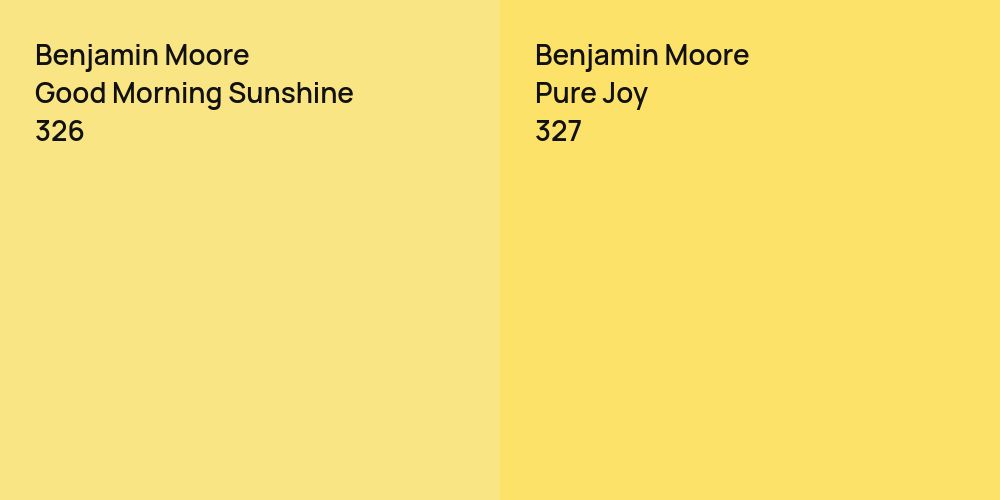 Benjamin Moore Good Morning Sunshine vs. Benjamin Moore Pure Joy comparison