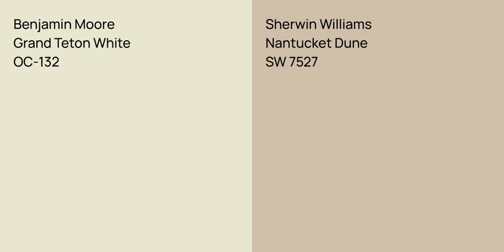 Benjamin Moore Grand Teton White vs. Sherwin Williams Nantucket Dune ...