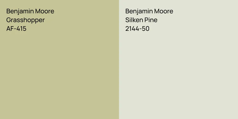Benjamin Moore Grasshopper vs. Benjamin Moore Silken Pine comparison