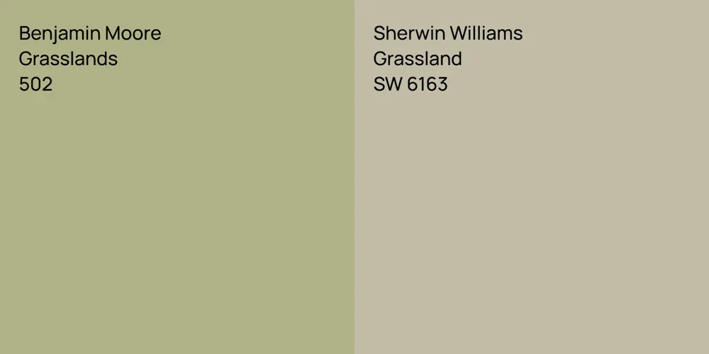 Benjamin Moore Grasslands vs. Sherwin Williams Grassland comparison