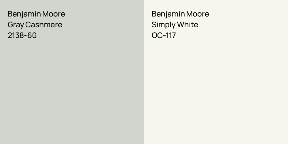 Benjamin Moore Gray Cashmere vs. Benjamin Moore Simply White comparison
