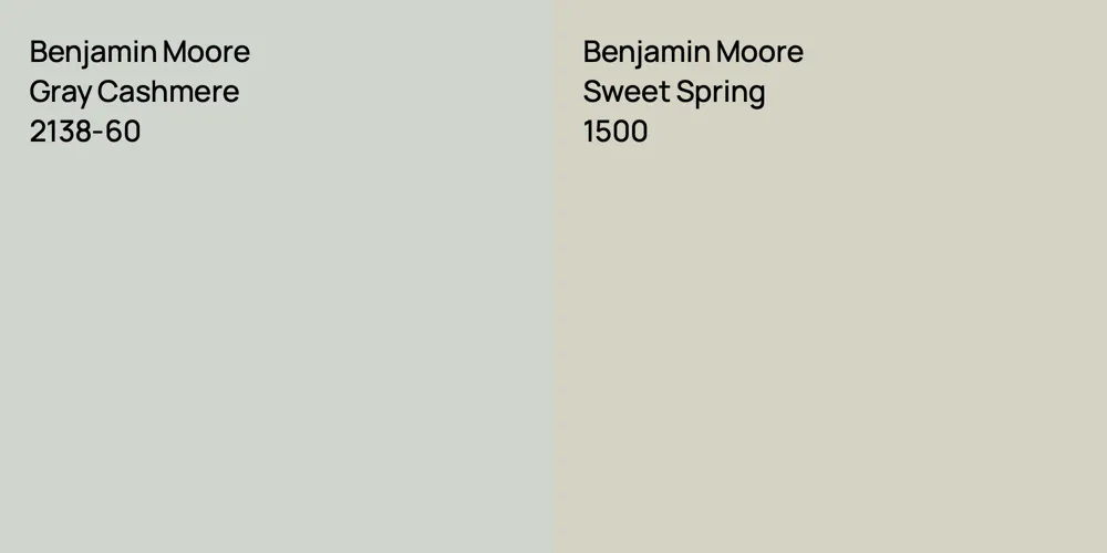 Benjamin Moore Gray Cashmere vs. Benjamin Moore Sweet Spring comparison