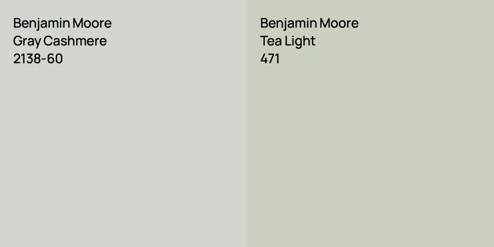 Benjamin Moore Gray Cashmere vs. Benjamin Moore Tea Light comparison
