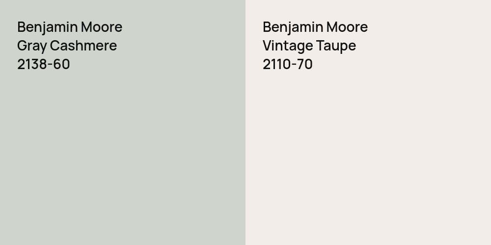 Benjamin Moore Gray Cashmere vs. Benjamin Moore Vintage Taupe comparison