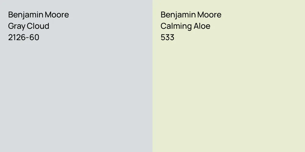 Benjamin Moore Gray Cloud vs. Benjamin Moore Calming Aloe comparison