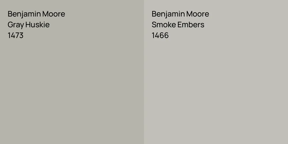 Benjamin Moore Gray Huskie vs. Benjamin Moore Smoke Embers comparison