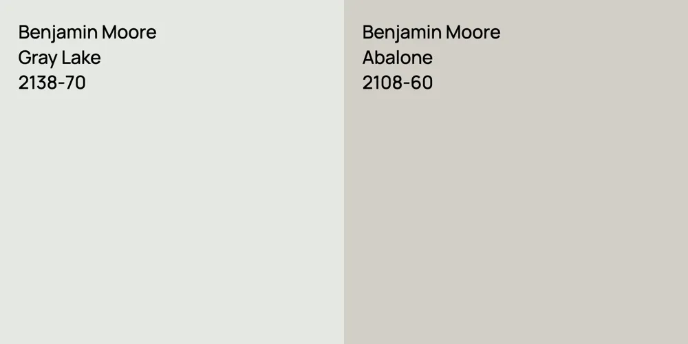 Benjamin Moore Gray Lake vs. Benjamin Moore Abalone comparison