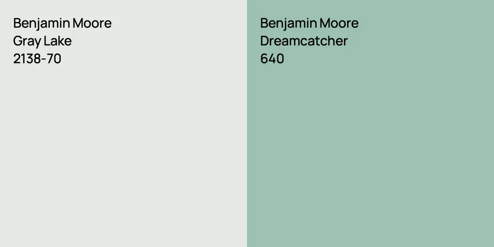 Benjamin Moore Gray Lake vs. Benjamin Moore Dreamcatcher comparison