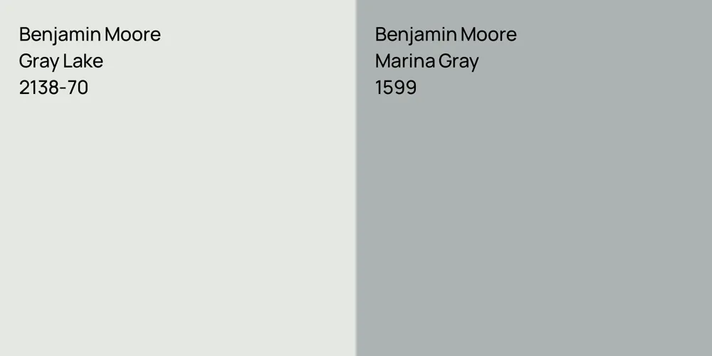 Benjamin Moore Gray Lake vs. Benjamin Moore Marina Gray comparison