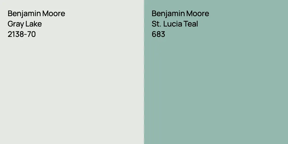 Benjamin Moore Gray Lake vs. Benjamin Moore St. Lucia Teal comparison