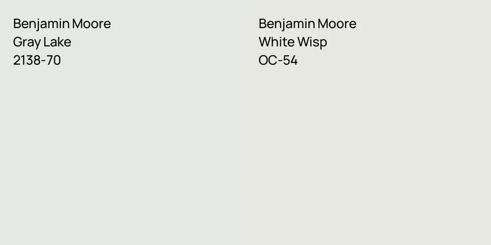 Benjamin Moore Gray Lake vs. Benjamin Moore White Wisp comparison