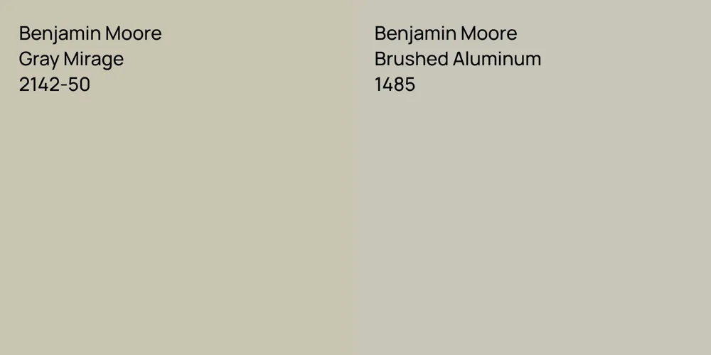Benjamin Moore Gray Mirage vs. Benjamin Moore Brushed Aluminum comparison