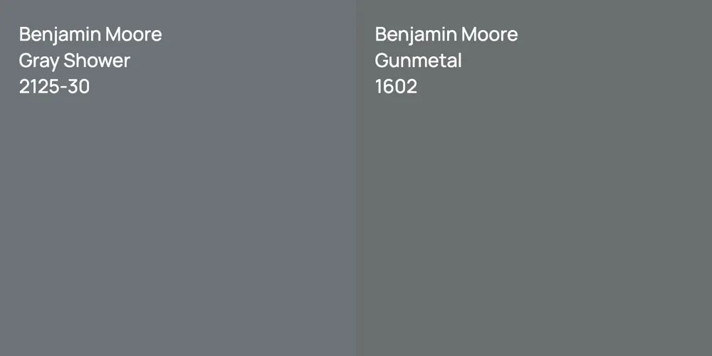 Benjamin Moore Gray Shower vs. Benjamin Moore Gunmetal comparison