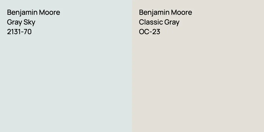 Benjamin Moore Gray Sky vs. Benjamin Moore Classic Gray comparison