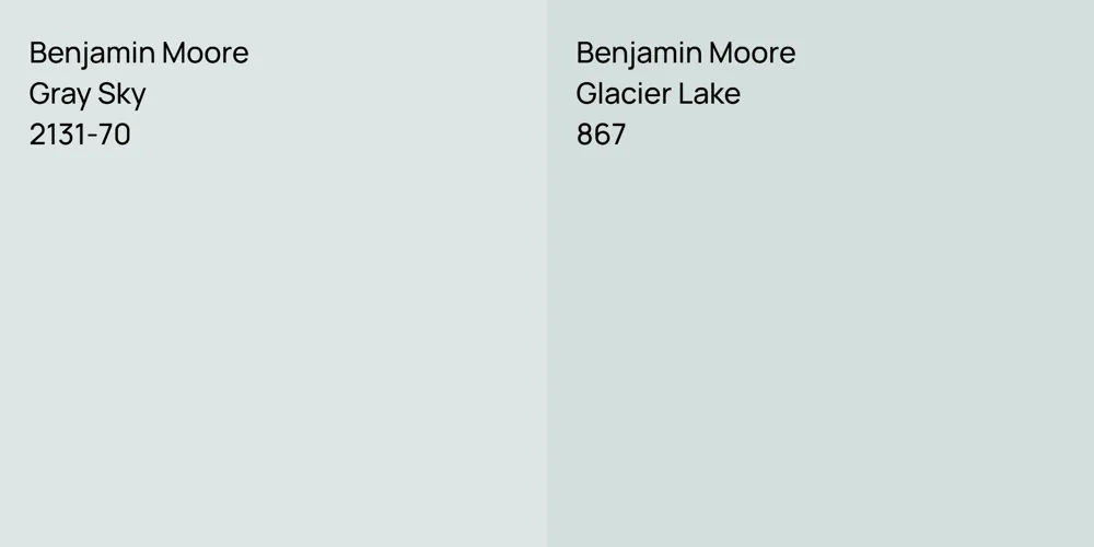 Benjamin Moore Gray Sky vs. Benjamin Moore Glacier Lake comparison