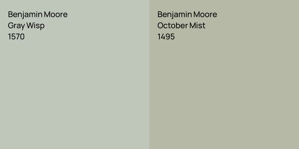 Benjamin Moore Gray Wisp vs. Benjamin Moore October Mist comparison