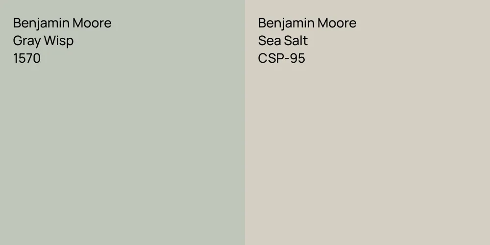 Benjamin Moore Gray Wisp vs. Benjamin Moore Sea Salt comparison