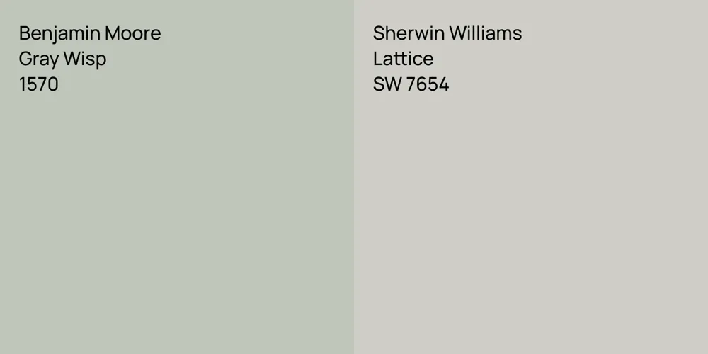 Benjamin Moore Gray Wisp vs. Sherwin Williams Lattice comparison