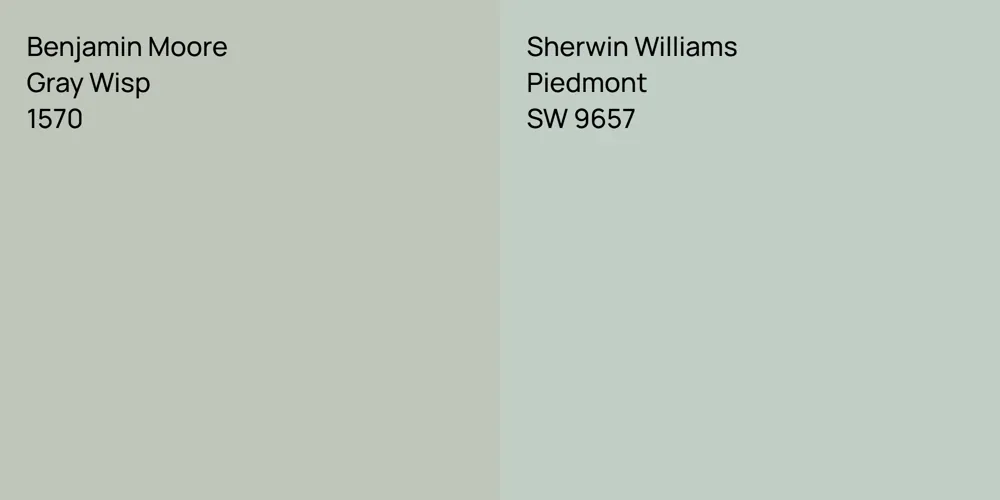Benjamin Moore Gray Wisp vs. Sherwin Williams Piedmont comparison