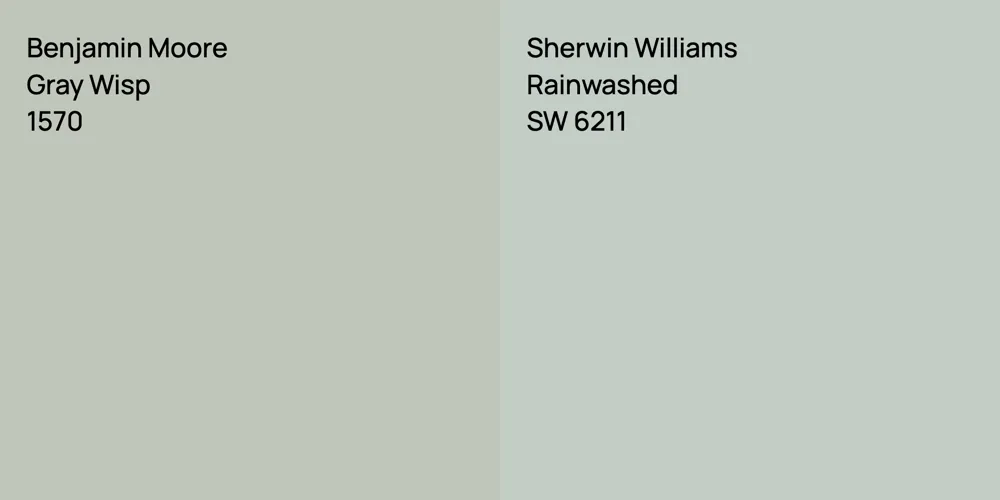 Benjamin Moore Gray Wisp vs. Sherwin Williams Rainwashed comparison
