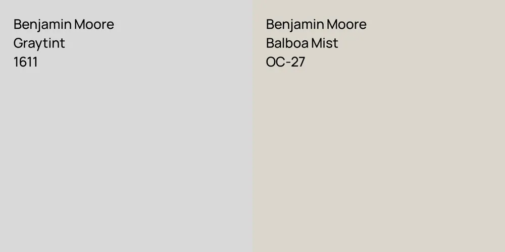 Benjamin Moore Graytint vs. Benjamin Moore Balboa Mist comparison