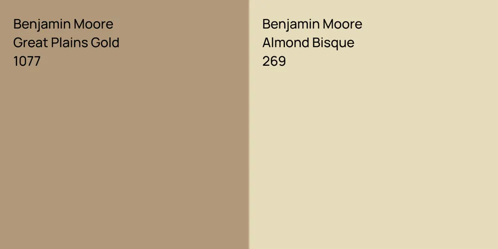 Benjamin Moore Great Plains Gold vs. Benjamin Moore Almond Bisque ...