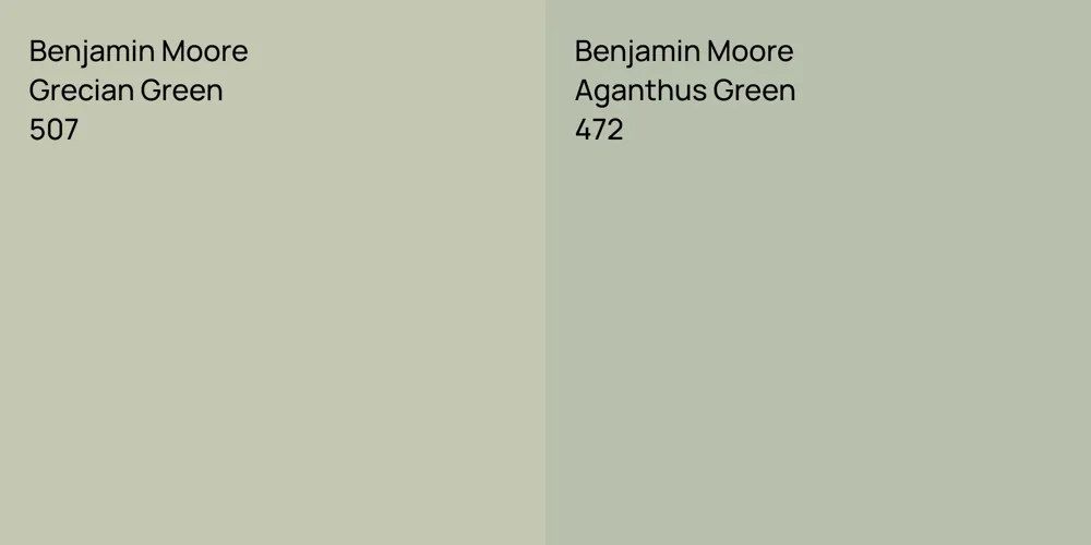 Benjamin Moore Grecian Green vs. Benjamin Moore Aganthus Green comparison