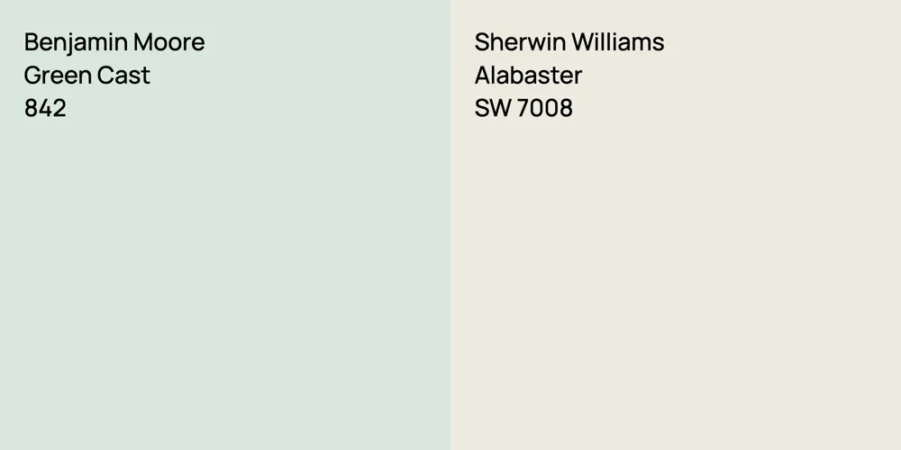Benjamin Moore Green Cast vs. Sherwin Williams Alabaster comparison