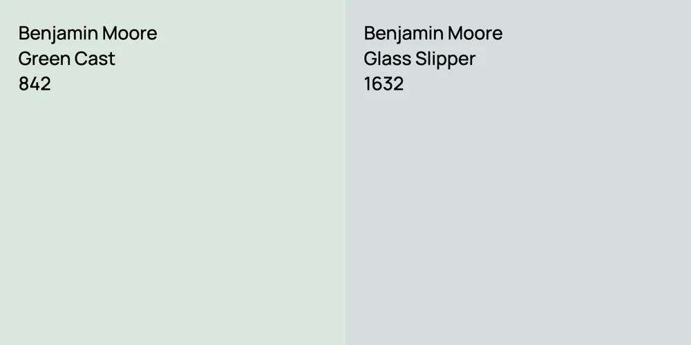 Benjamin Moore Green Cast vs. Benjamin Moore Glass Slipper comparison