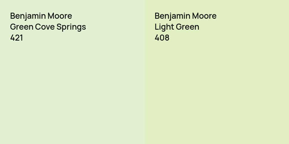 Benjamin Moore Green Cove Springs vs. Benjamin Moore Light Green comparison