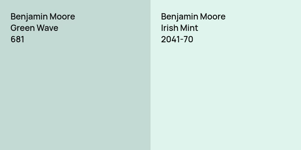 Benjamin Moore Green Wave vs. Benjamin Moore Irish Mint comparison