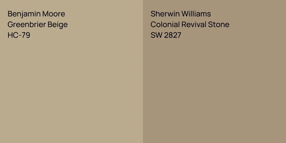 Benjamin Moore Greenbrier Beige vs. Sherwin Williams Colonial Revival ...