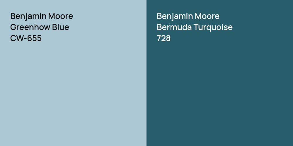 Benjamin Moore Greenhow Blue vs. Benjamin Moore Bermuda Turquoise ...