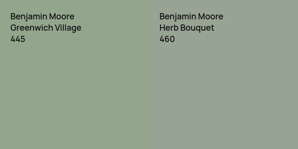 Benjamin Moore Greenwich Village vs. Benjamin Moore Herb Bouquet comparison