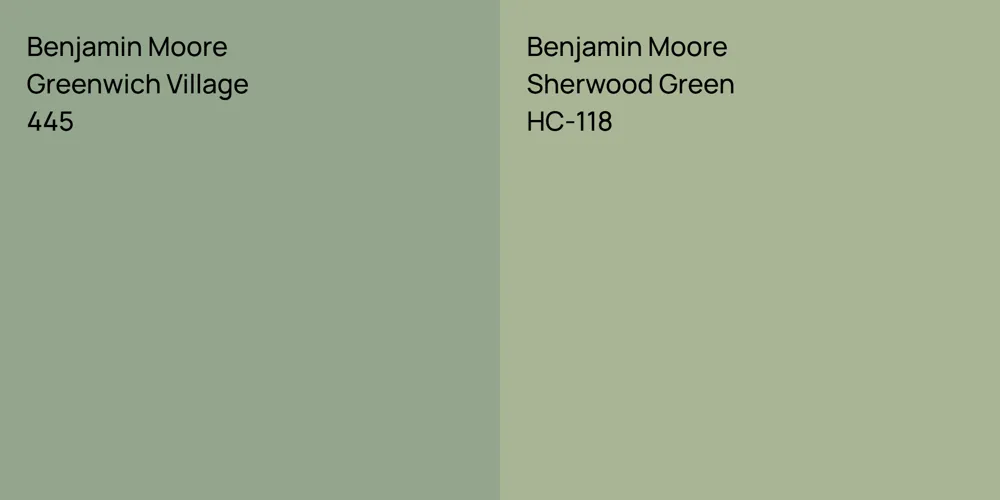 Benjamin Moore Greenwich Village vs. Benjamin Moore Sherwood Green comparison