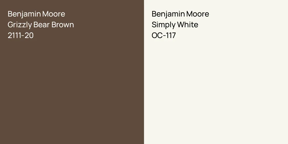 Benjamin Moore Grizzly Bear Brown vs. Benjamin Moore Simply White ...