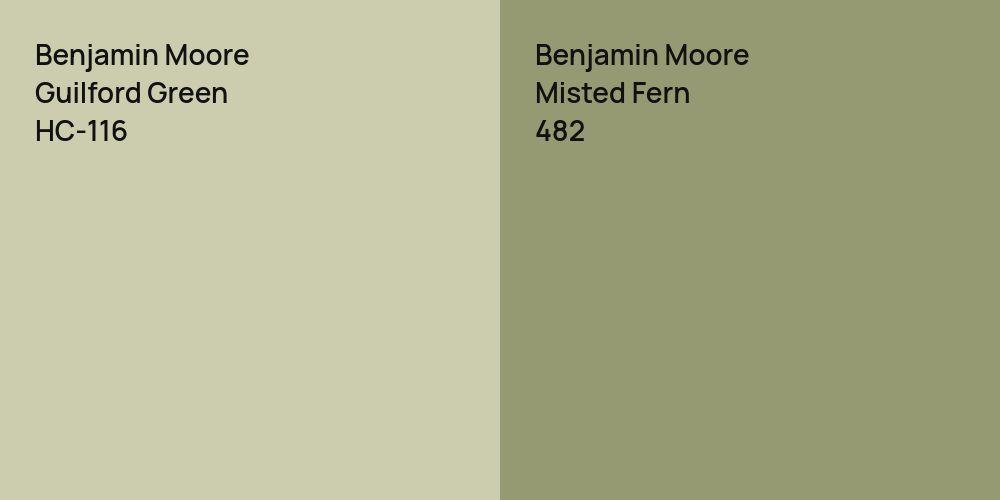 Benjamin Moore Guilford Green vs. Benjamin Moore Misted Fern comparison