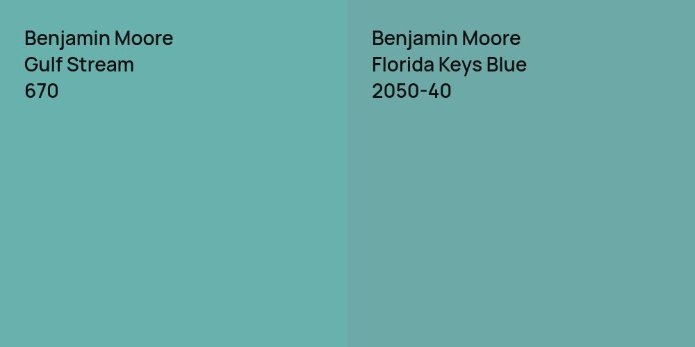 Benjamin Moore Gulf Stream vs. Benjamin Moore Florida Keys Blue comparison