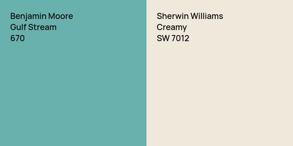 Benjamin Moore Gulf Stream vs. Sherwin Williams Creamy comparison