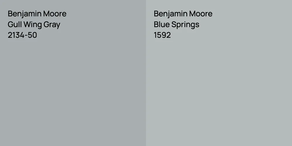Benjamin Moore Gull Wing Gray vs. Benjamin Moore Blue Springs comparison