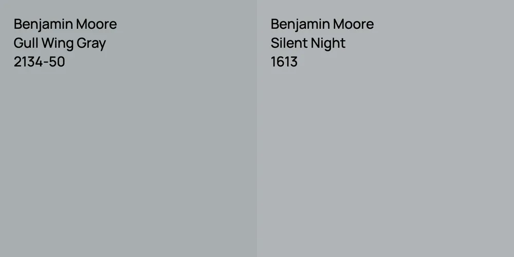 Benjamin Moore Gull Wing Gray vs. Benjamin Moore Silent Night comparison